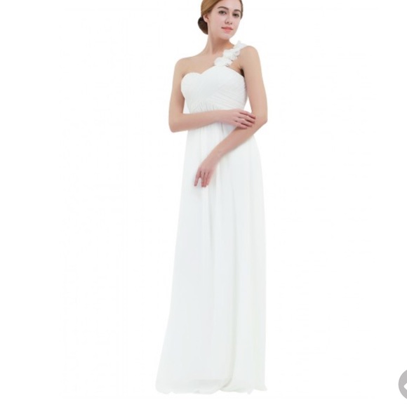 Iefiel | Dresses | Iefiel One Shoulder Chiffon Pleated Maxi Dress ...